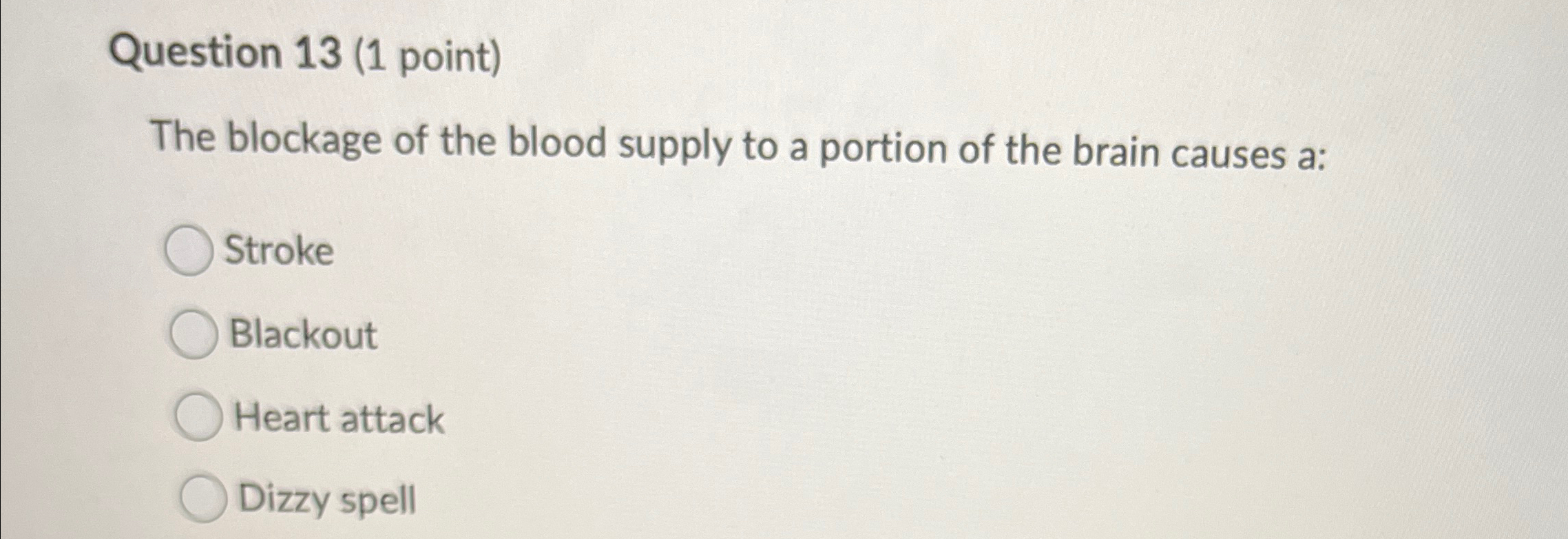 Solved Question 13 (1 ﻿point)The blockage of the blood | Chegg.com