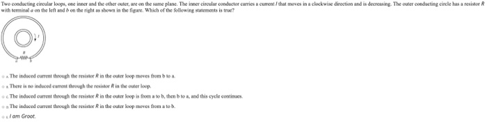Solved Two conducting circular loops, one inner and the | Chegg.com