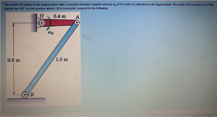 Solved The crank OA rotates in the vertical plane with a | Chegg.com