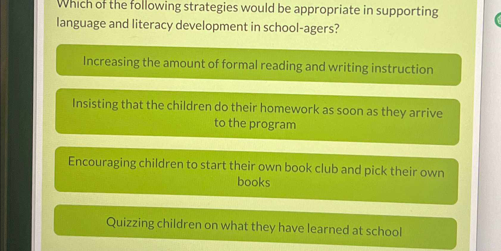 Solved Which of the following strategies would be | Chegg.com