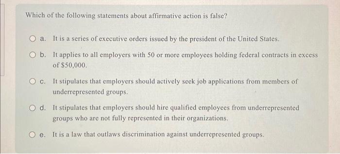 Solved Which of the following statements about affirmative | Chegg.com