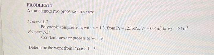 Solved PROBLEM 1 Air undergoes two processes in series: | Chegg.com