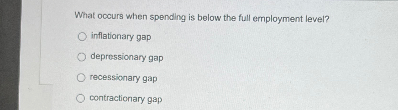 Solved What occurs when spending is below the full | Chegg.com
