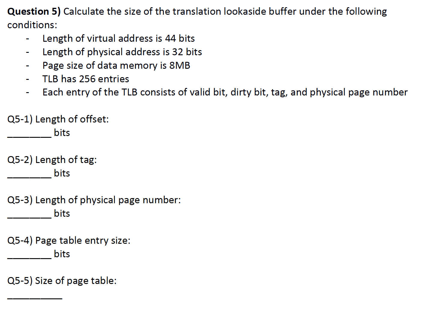 Solved Question 5) ﻿Calculate the size of the translation | Chegg.com