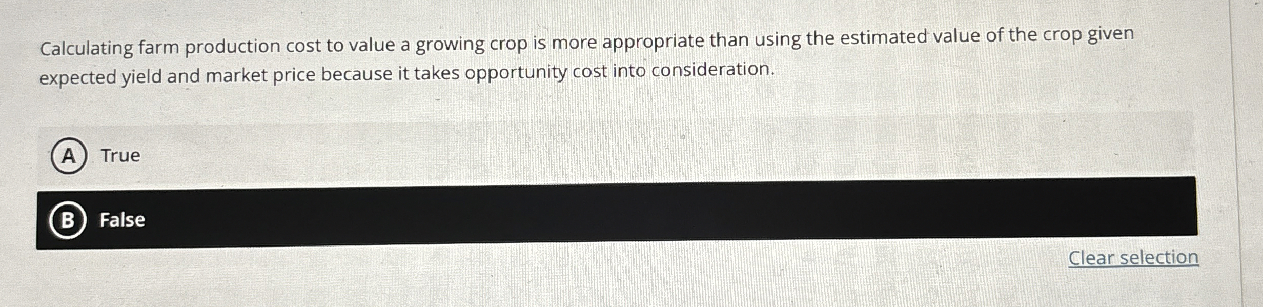Solved Calculating farm production cost to value a growing | Chegg.com