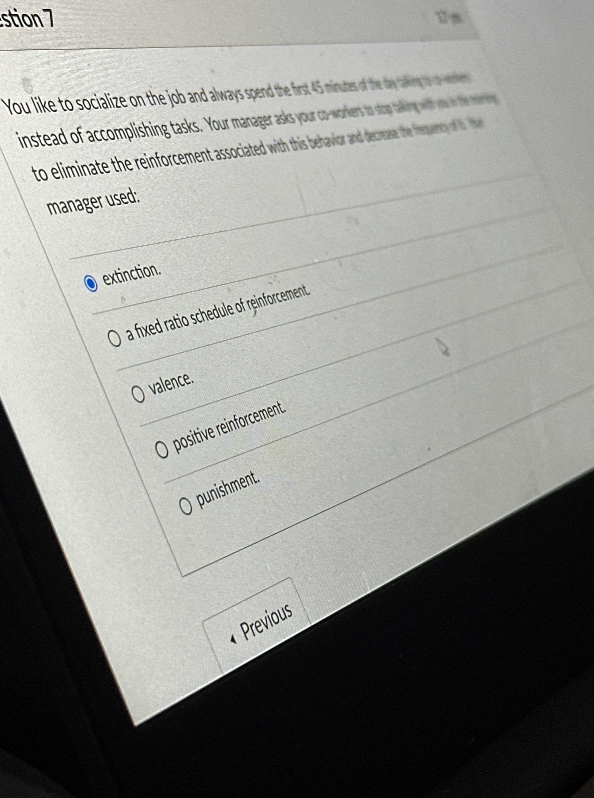 Solved stion 7manager used:extinction.valence.O postive | Chegg.com
