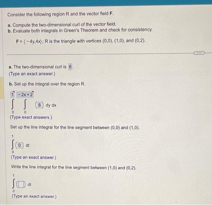 Solved Consider the following region R and the vector field | Chegg.com