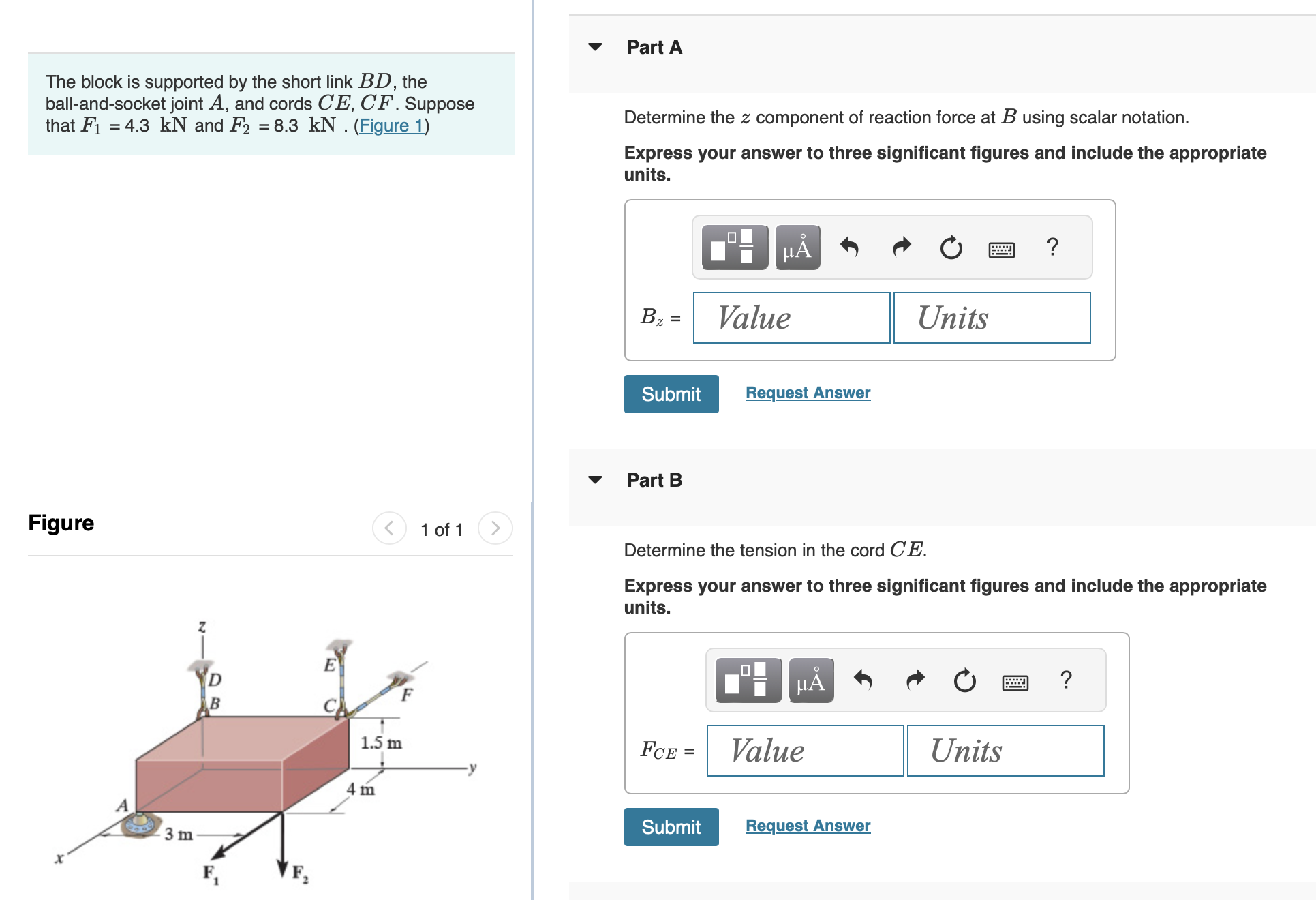 Solved Part AThe block is supported by the short link BD, | Chegg.com