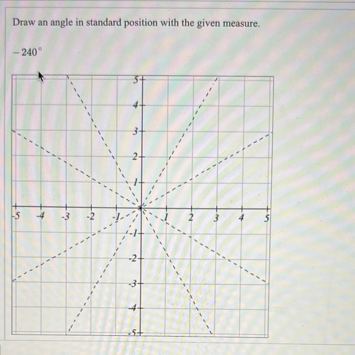 Solved Draw an angle in standard position with the given | Chegg.com