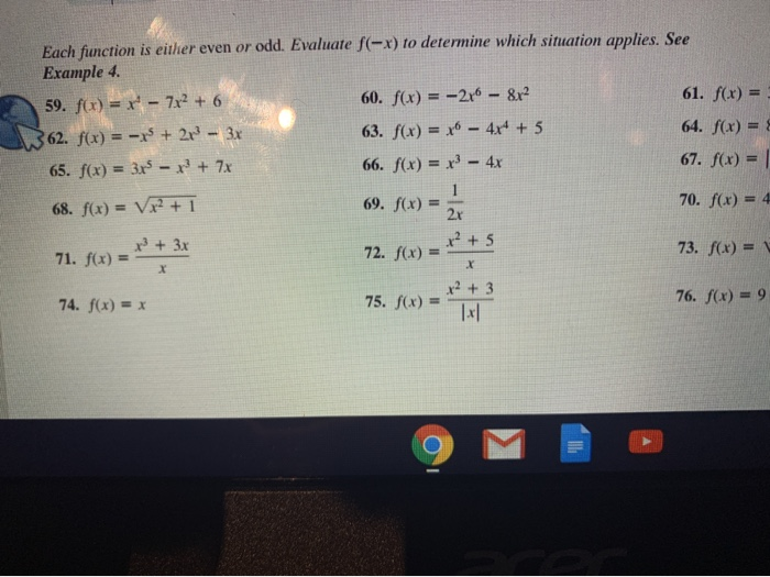 Solved Each function is either even or odd. Evaluate f(-x) | Chegg.com