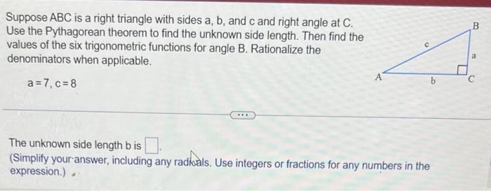 Solved Suppose ABC is a right triangle with sides a,b, and c | Chegg.com