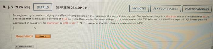 Solved 9. 1-17.69 Points) DETAILS SERPSE10 26.4.OP.011 MY | Chegg.com
