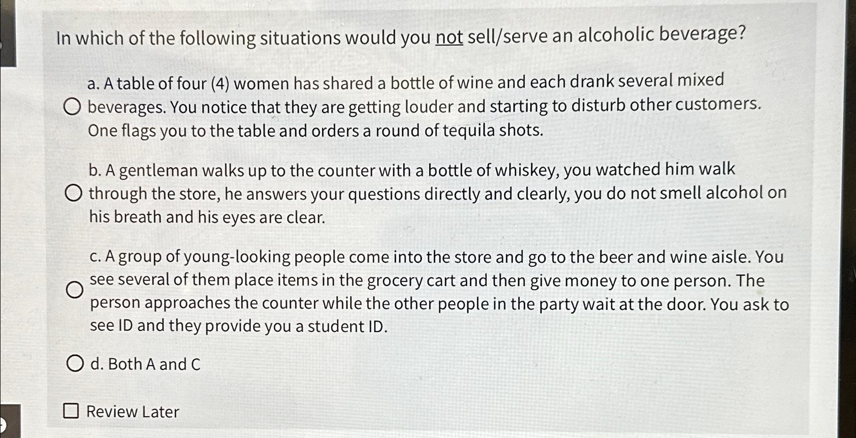 Solved In which of the following situations would you not | Chegg.com