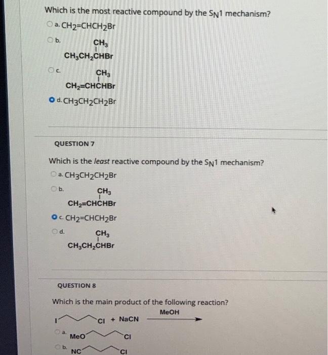 Solved Which is the most reactive compound by the Sn1 | Chegg.com