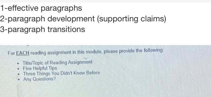 Solved 1-effective paragraphs 2-paragraph development | Chegg.com