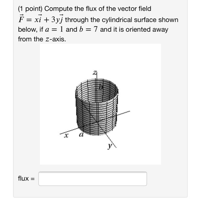 Solved (1 point) Compute the flux of the vector field F = xi | Chegg.com