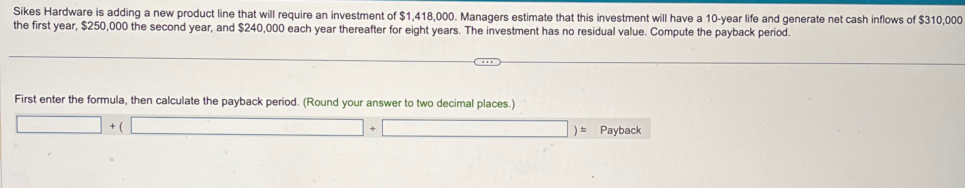 Solved Sikes Hardware is adding a new product line that will | Chegg.com