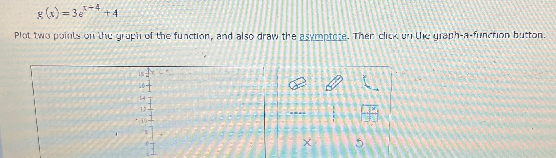 Solved g(x)=3ex+4+4Plot two points on the graph of the | Chegg.com