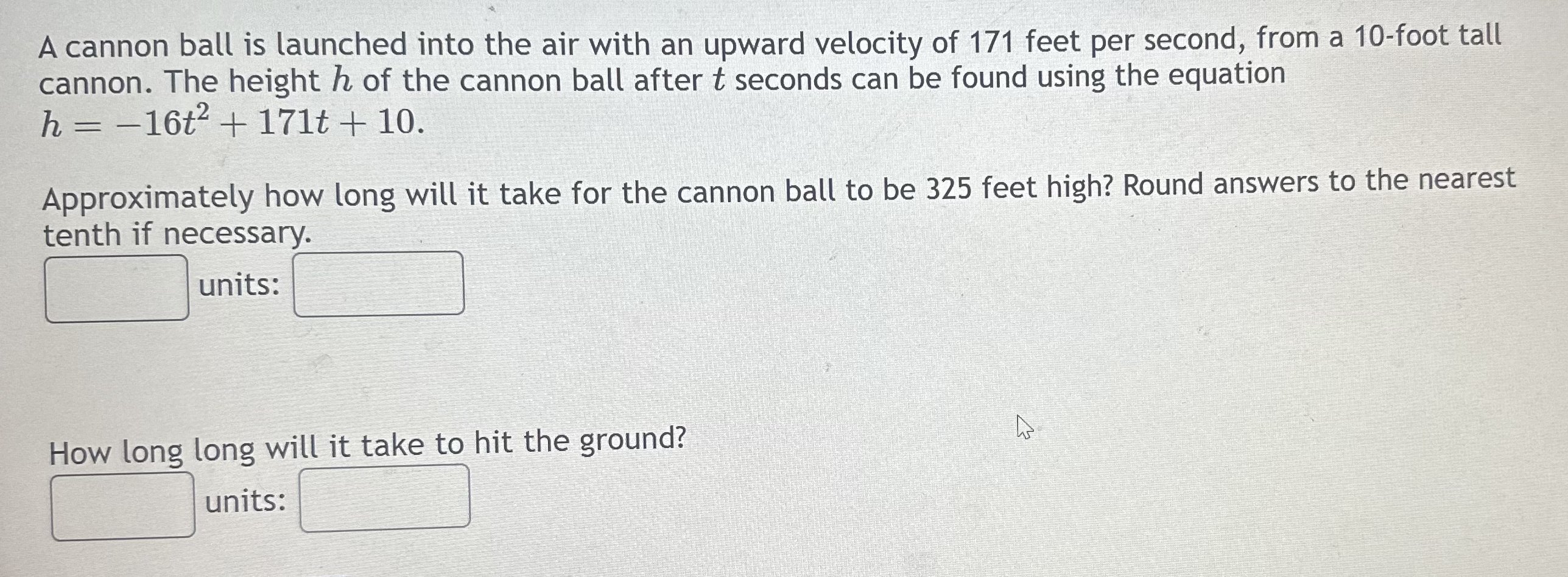Solved A cannon ball is launched into the air with an upward | Chegg.com