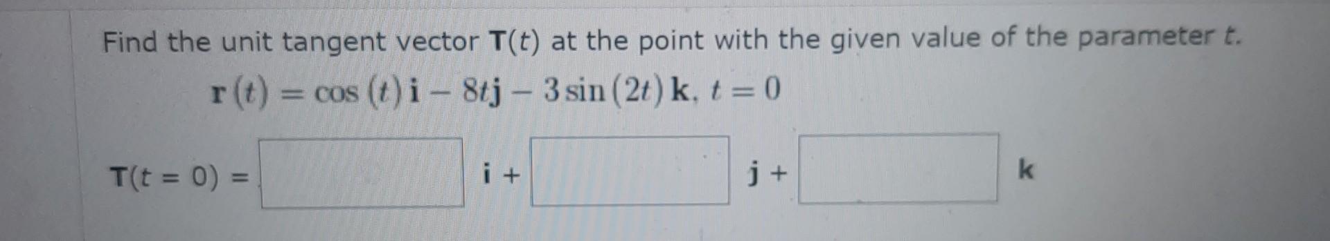Solved Find the unit tangent vector T(t) at the point with | Chegg.com