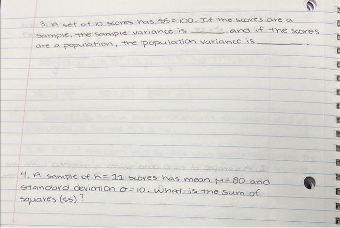 Solved 1 A Set Has Sum Of Squared Deviations Ss 250 And