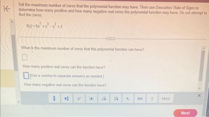 Solved Tell the maximum number of zeros that the polynomial | Chegg.com