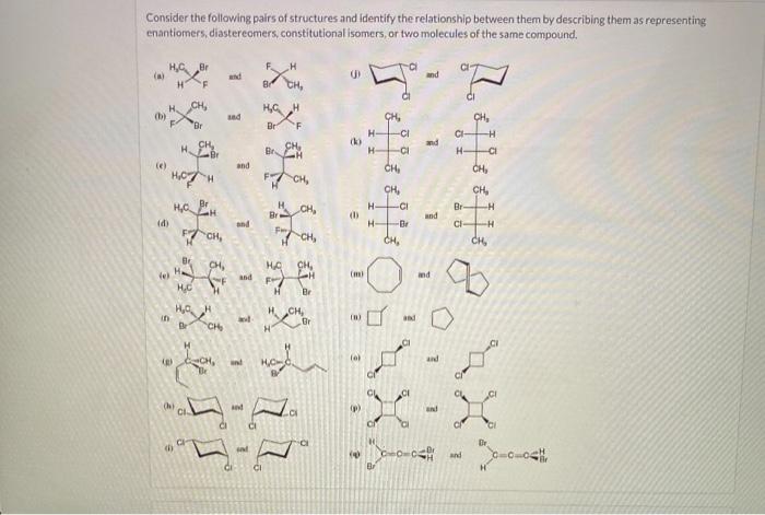 Solved Consider the following pairs of structures and | Chegg.com