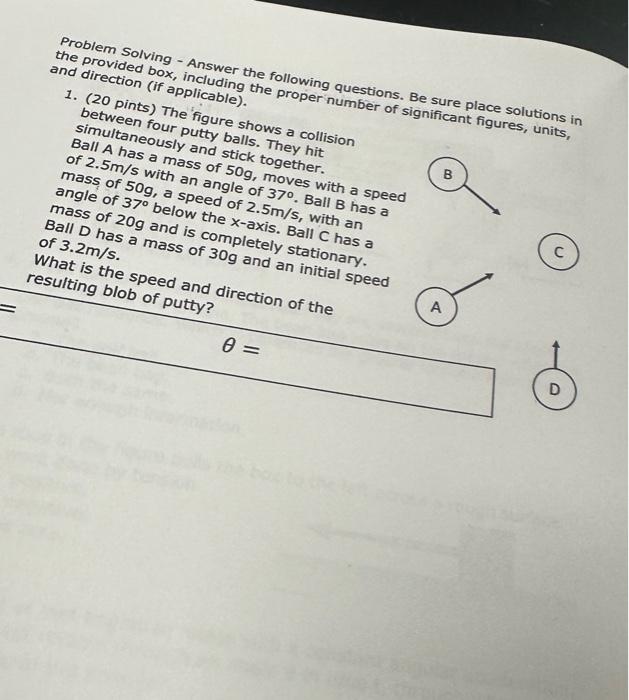 the figure shows a collision between 4 putty balls. | Chegg.com
