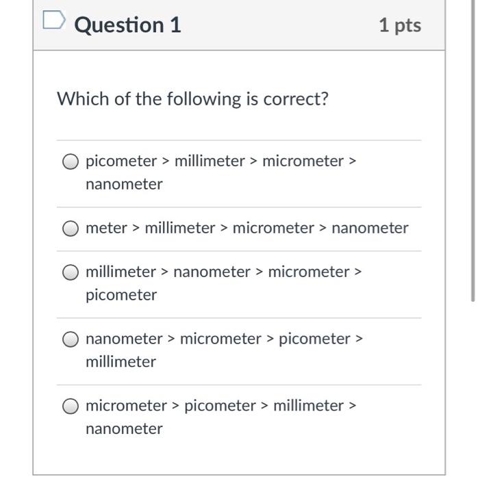 Solved Question 1 1 pts Which of the following is correct? | Chegg.com