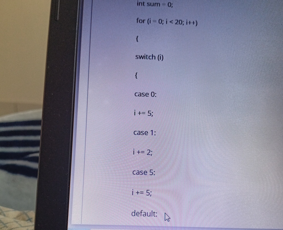 int sum =0;for )=0;i