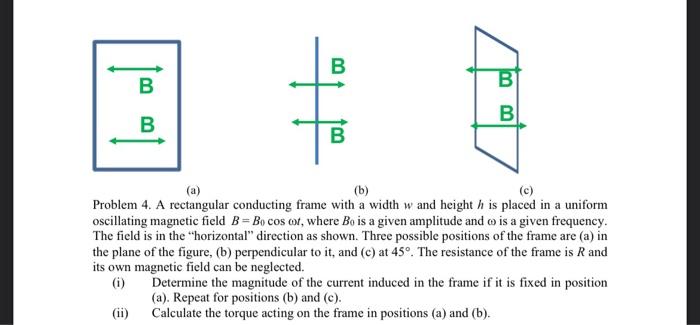 (a) (b) (c) Problem 4. A rectangular conducting frame | Chegg.com