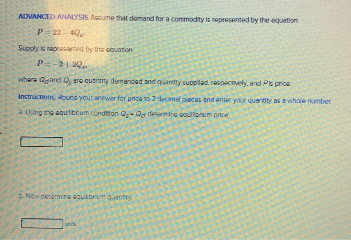 Solved ADVANCED ANALYSIS Assume that demand for a commodity | Chegg.com