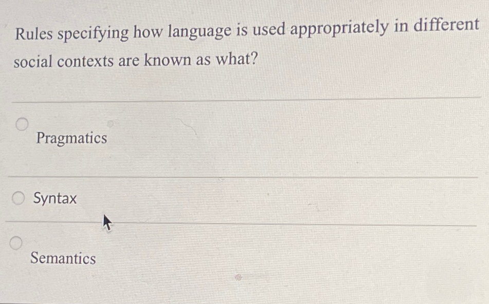 Solved Rules specifying how language is used appropriately | Chegg.com