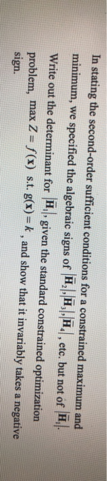 In stating the second-order sufficient conditions for | Chegg.com