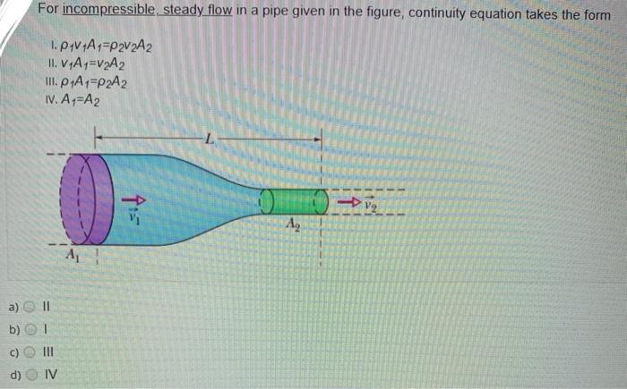 Solved For incompressible steady flow in a pipe given in the | Chegg.com
