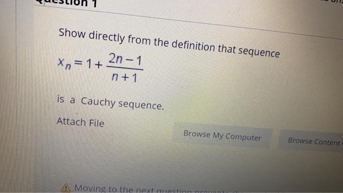 Solved Show directly from the definition that sequence 2n-1 | Chegg.com