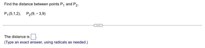 Solved Find the distance between points P1 and P2. | Chegg.com
