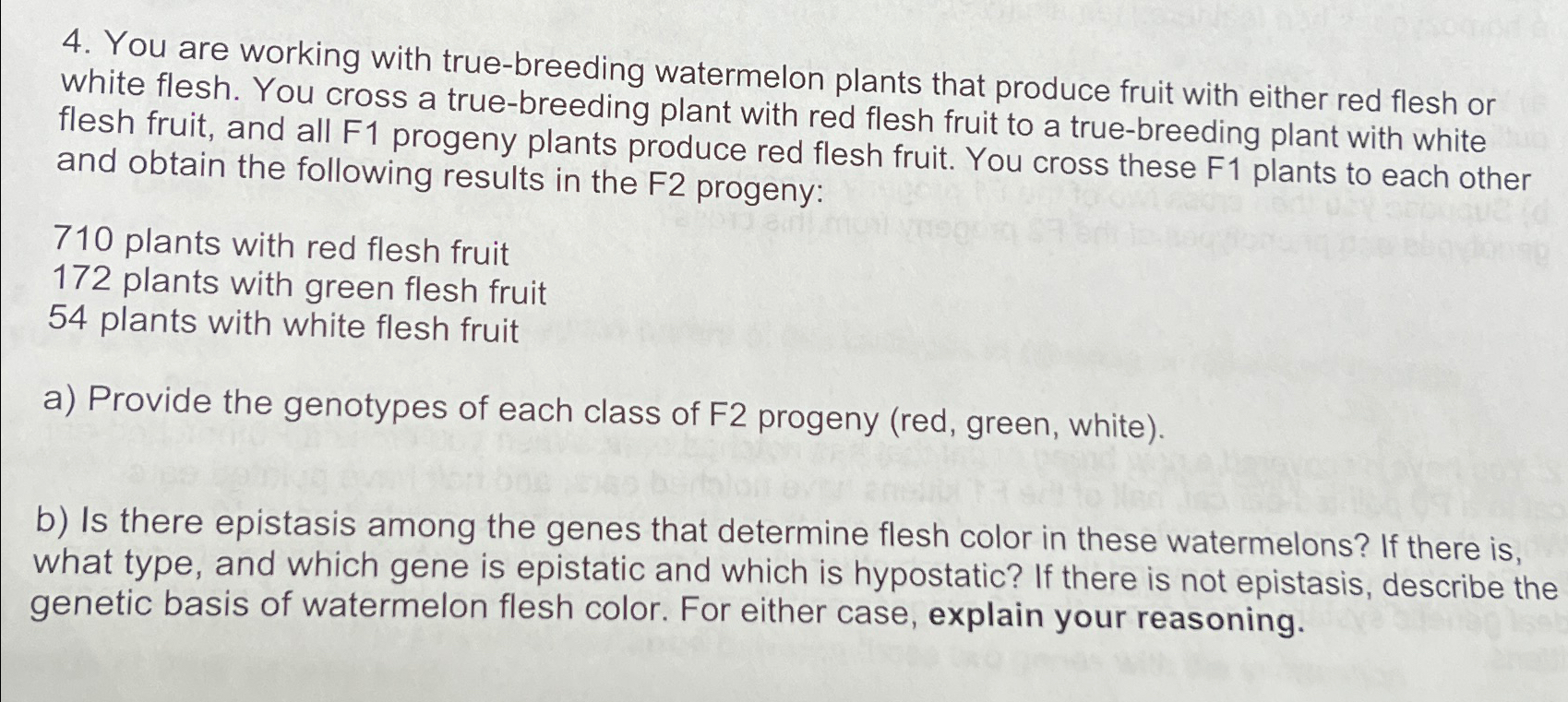 Solved You are working with true-breeding watermelon plants | Chegg.com