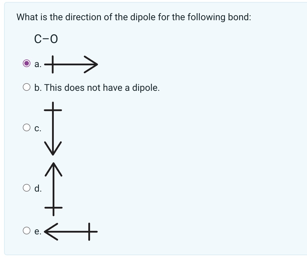 Solved What is the direction of the dipole for the following | Chegg.com