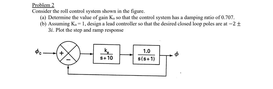 Solved Problem 2 Consider the roll control system shown in | Chegg.com
