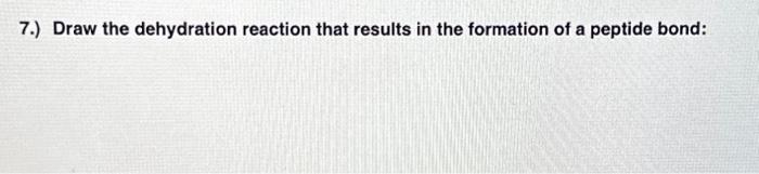 Solved 7.) Draw the dehydration reaction that results in the | Chegg.com