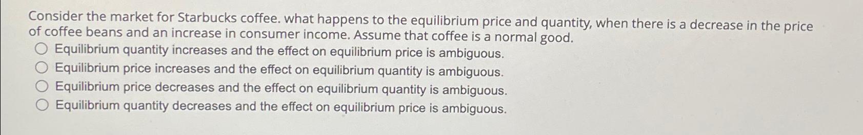 Solved Consider the market for Starbucks coffee. what | Chegg.com