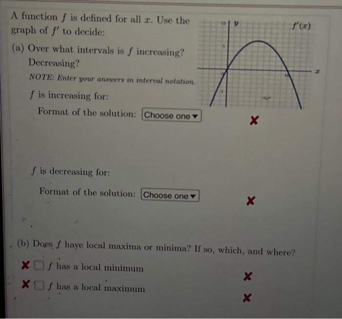 Solved A function f is defined for all x. Use the graph of | Chegg.com