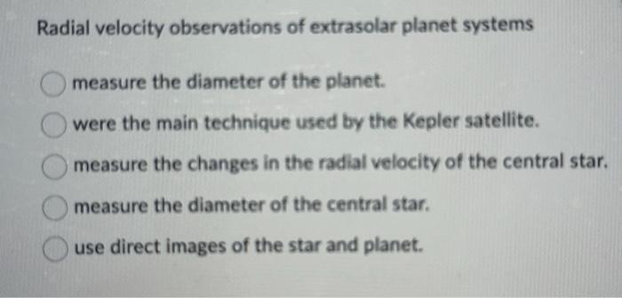 Solved Radial velocity observations of extrasolar planet | Chegg.com