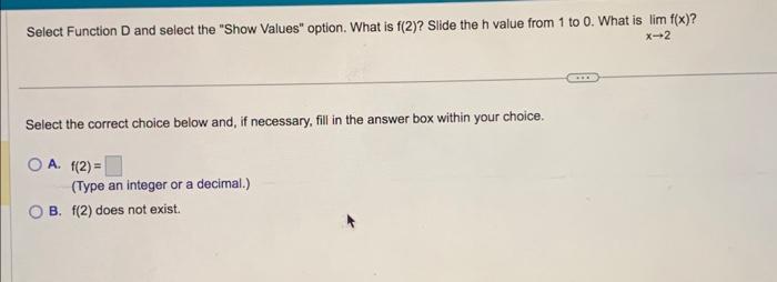 Solved Select Function D and select the "Show Values" | Chegg.com