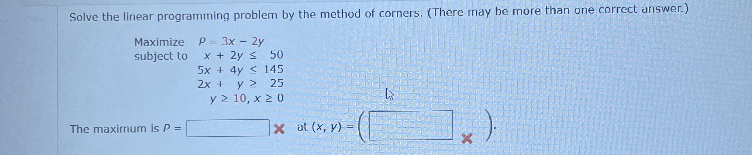 Solved Solve the linear programming problem by the method of | Chegg.com