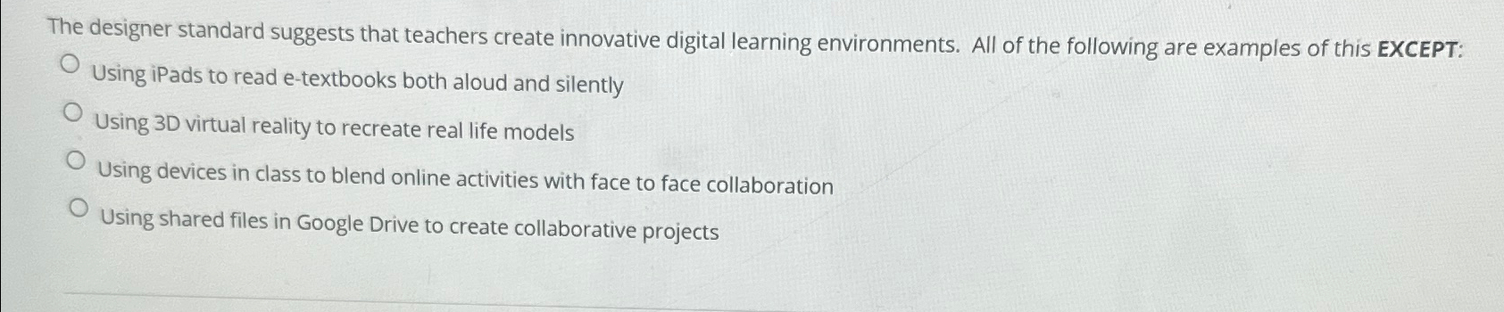 Solved The designer standard suggests that teachers create | Chegg.com