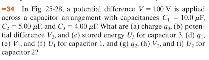 Solved For problem 34 find U in mJ for C1 usingcapacitance | Chegg.com