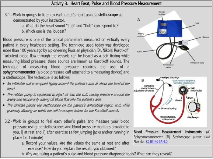 Solved Activity 3. Heart Beat, Pulse and Blood Pressure | Chegg.com
