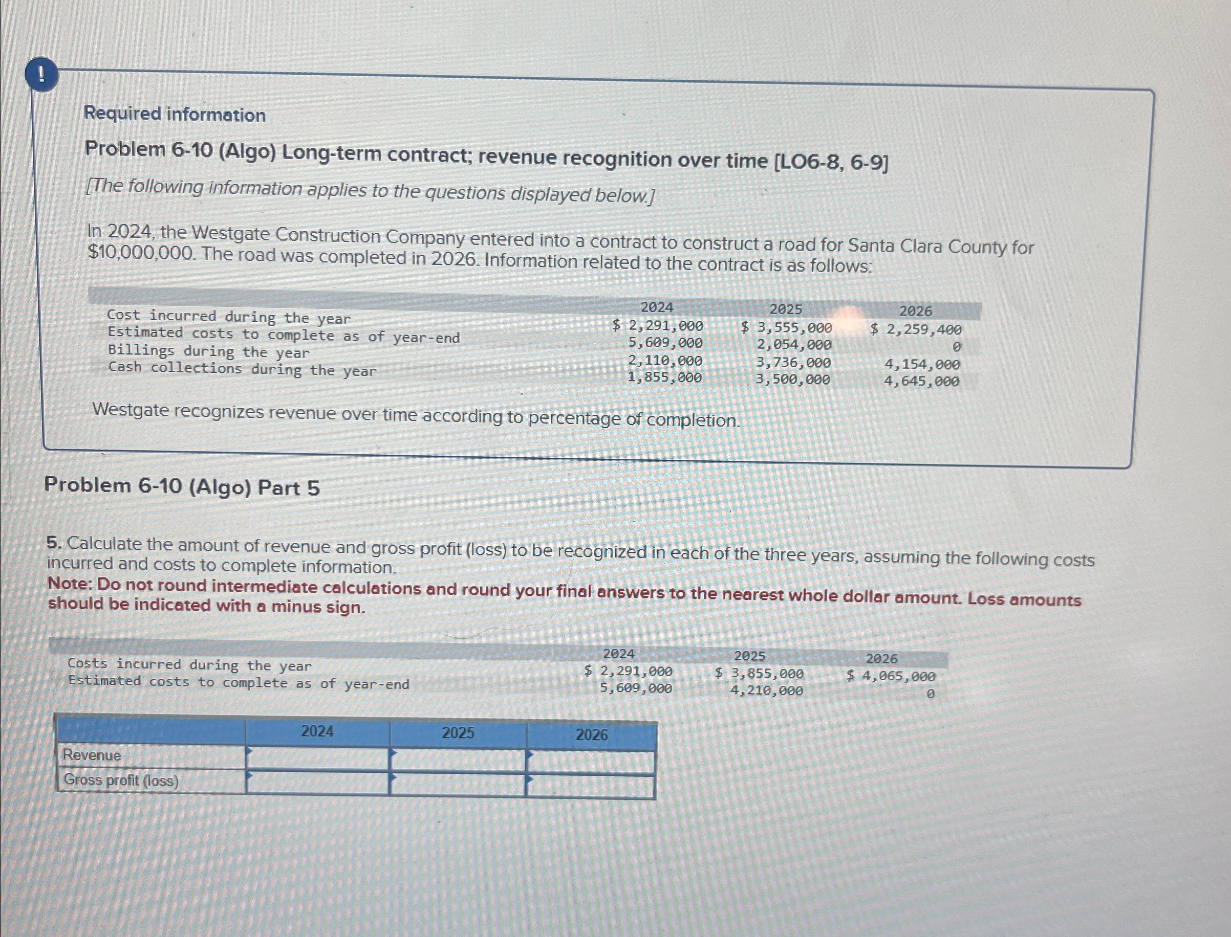 Solved !Required informationProblem 6-10 (Algo) ﻿Long-term | Chegg.com